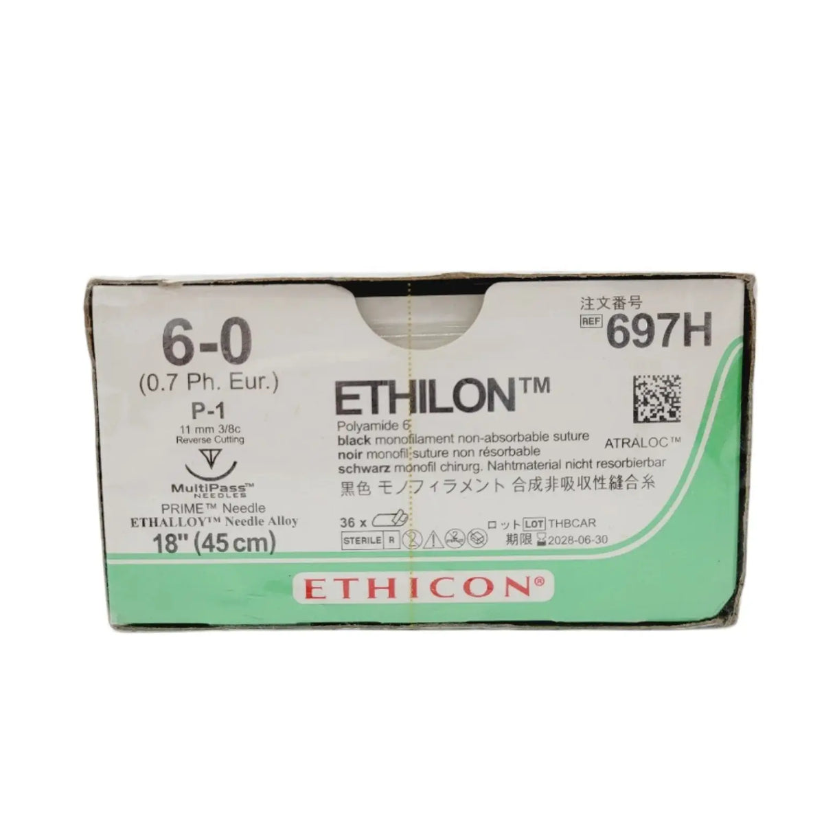Ethicon 697H 6-0 ETHILON BLACK 1X18" P-1 MULTIPASS Box of 36 - Primis – Primis Medical