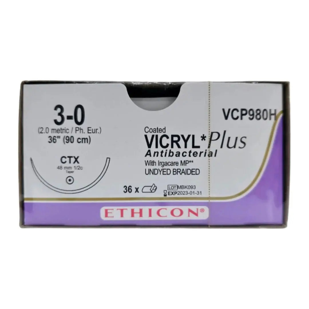 Ethicon VCP980H 3-0 Coated Vicryl Plus Undyed 1x36" CTX Box of 36 - – Primis Medical