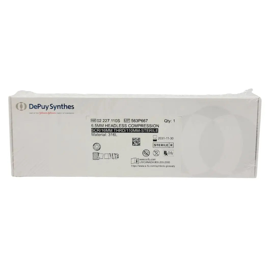 DePuy Synthes 02.227.110S 6.5mm Headless Compression SCR/16MM – Primis Medical