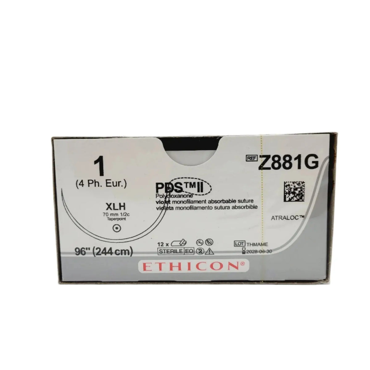 Ethicon Z881G 1 PDS II VIOLET 1X96" LOOPED 48" XLH, Box of 12 -Primis ...