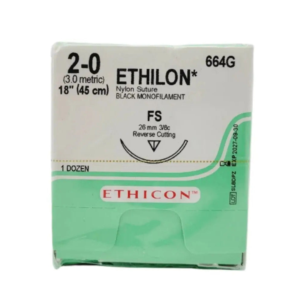 Ethicon 664G 2-0 ETHILON BLACK 1X18" FS Box of 12 Professional He
