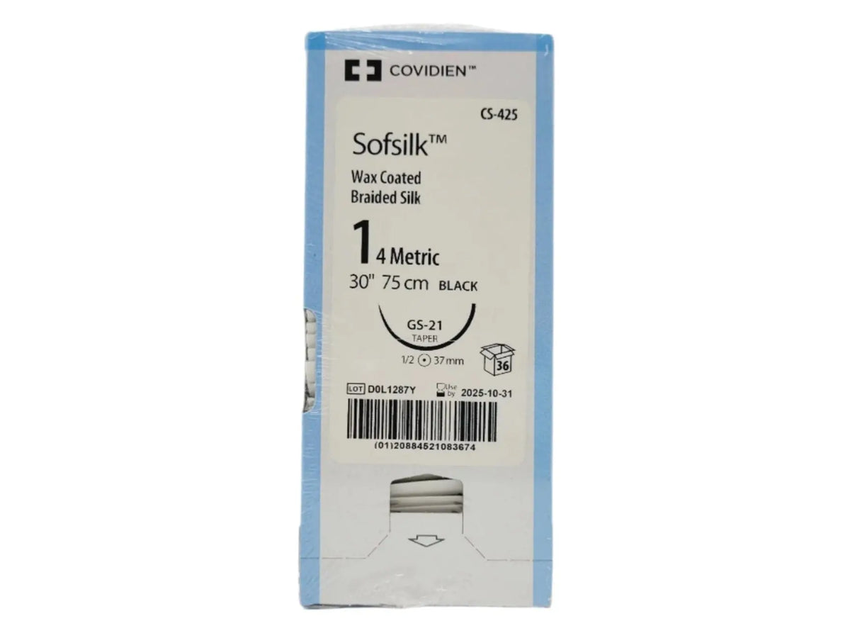 Covidien CS-425 Sofsilk 1 1X30" GS-21 Wax Coated Braided Silk Box