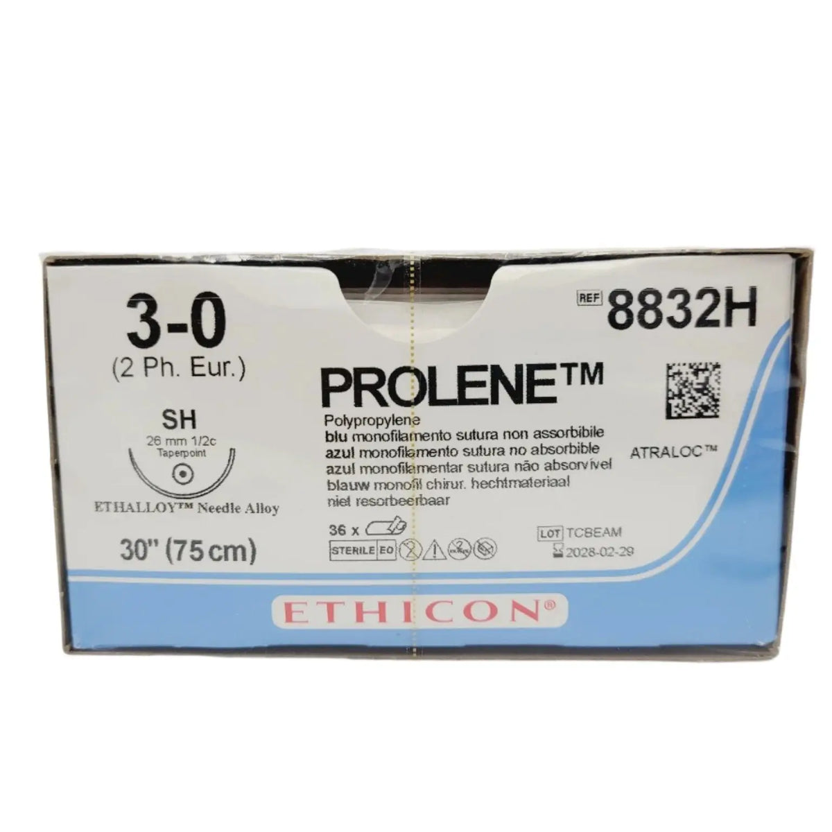 Ethicon 8832H 3-0 PROLENE BLUE 1X30" SH Box of 36 - Primis Medical