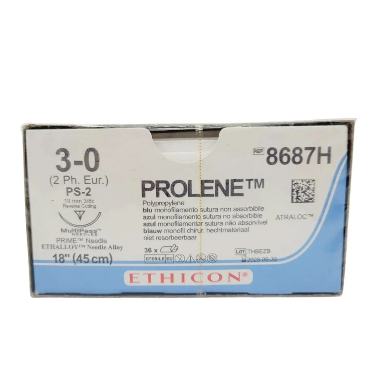 Ethicon 8687H 3-0 PROLENE BLUE 1X18" PS-2 MULTIPASS Box of 36 Pro