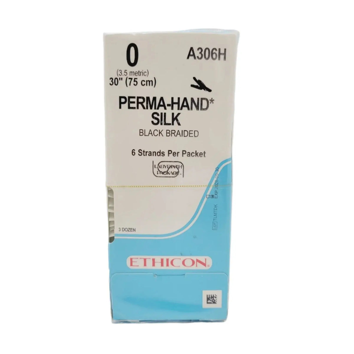 Ethicon A306H 0 PERMA HAND BLACK 6X30" TIE Box of 36 - Primis Medical