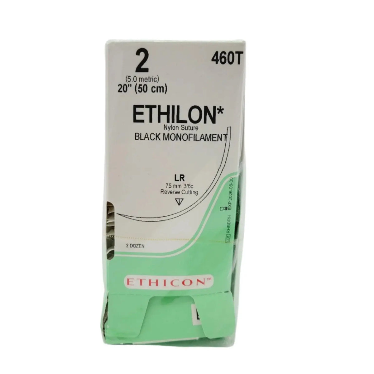 Ethicon 460T 2 ETHILON BLACK 1X20" LR Box of 24 - Primis Medical