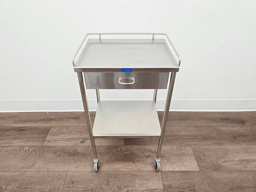 Pedigo SG-80-SS Stainless Steel Utility Cart w/ Shelf Drawer & Rail ...