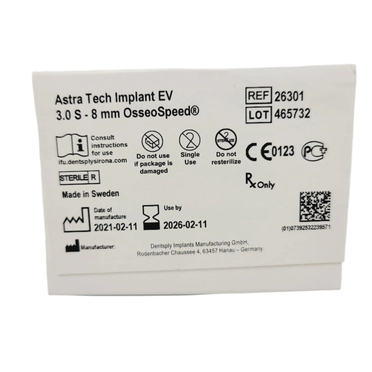Dentsply Implants Manufacturing 26301 Astra Tech Implant EV 3.0 S - 8 ...