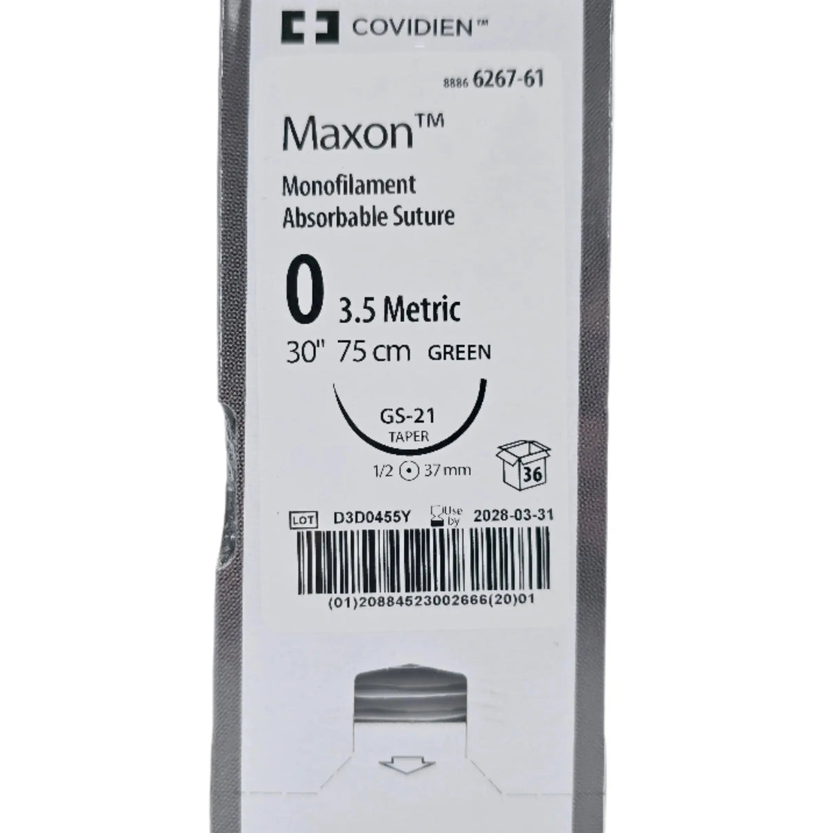 6267-61 Covidien 0 Maxon Green 1X30" GS-21 Box of 36 - Primis Medical