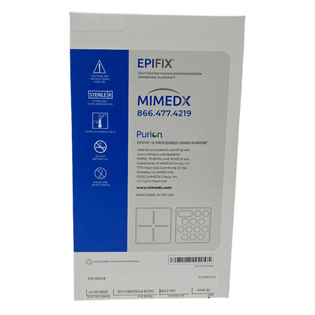 Mimedx GS5180 18mm Dehydrated Human Amnion Chorion Membrane Allograft ...
