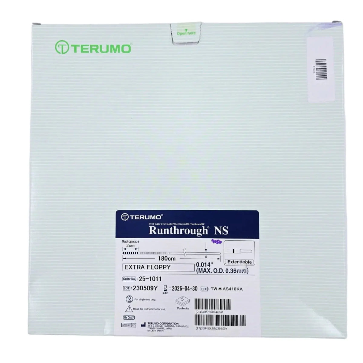 25-1011 Terumo Runthrough NS Extra Floppy PTCA Guidewire 180cm Length ...