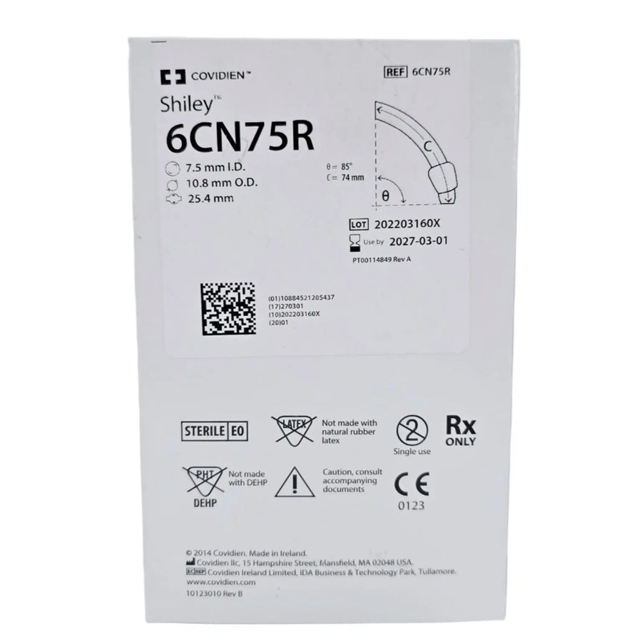 6CN75R Covidien Shiley 7.5mm I.D. Adult Flexible Tracheostomy Tube w ...