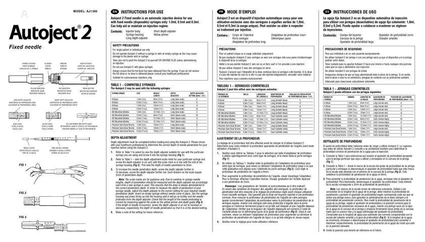 Autoject EI Reusable Automatic Self Injection Device AJ1310 Home