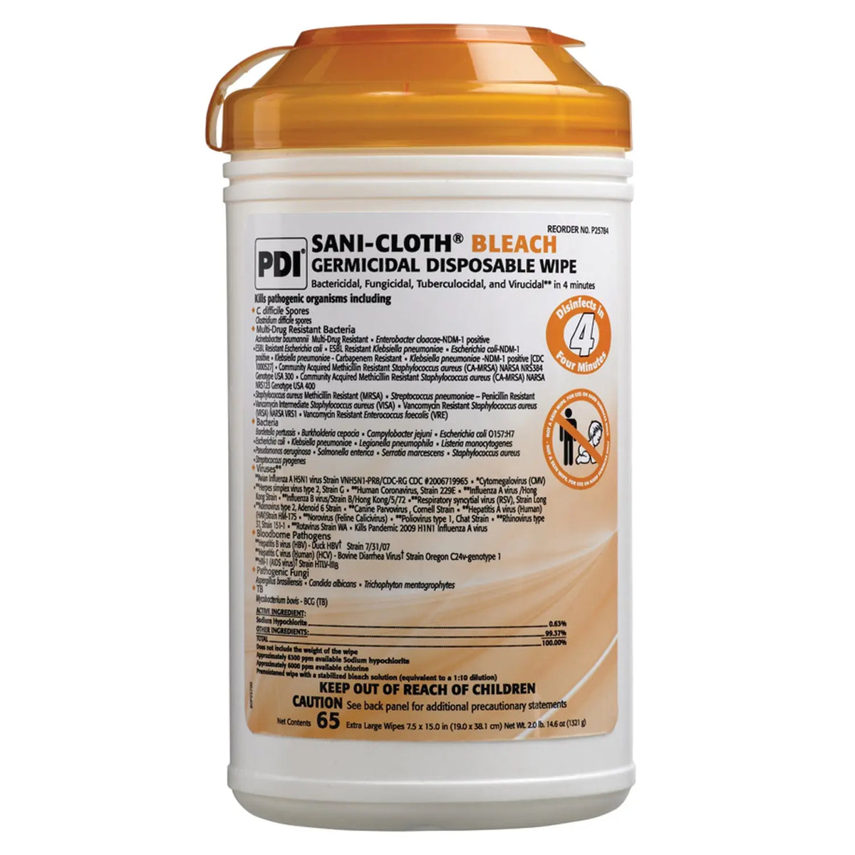 P25784 PDI SANI-CLOTH BLEACH GERMICIDAL DISPOSABLE WIPE Bleach – Primis ...