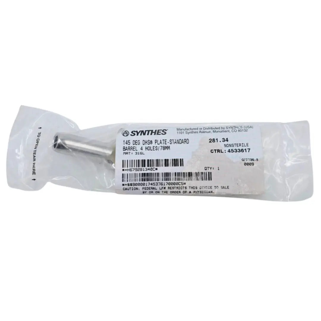 Synthes 281.34 145° DHS Plate-Standard Barrel 4 Holes/78mm - Primis ...