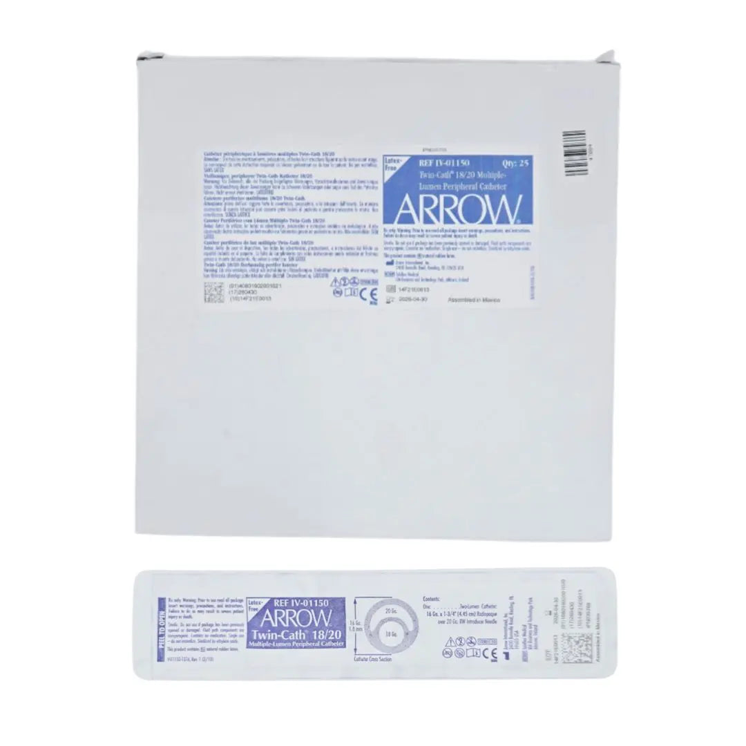 IV-01150 Arrow Twin-Cath 18/20 Multiple Lumen Peripheral Catheter ...