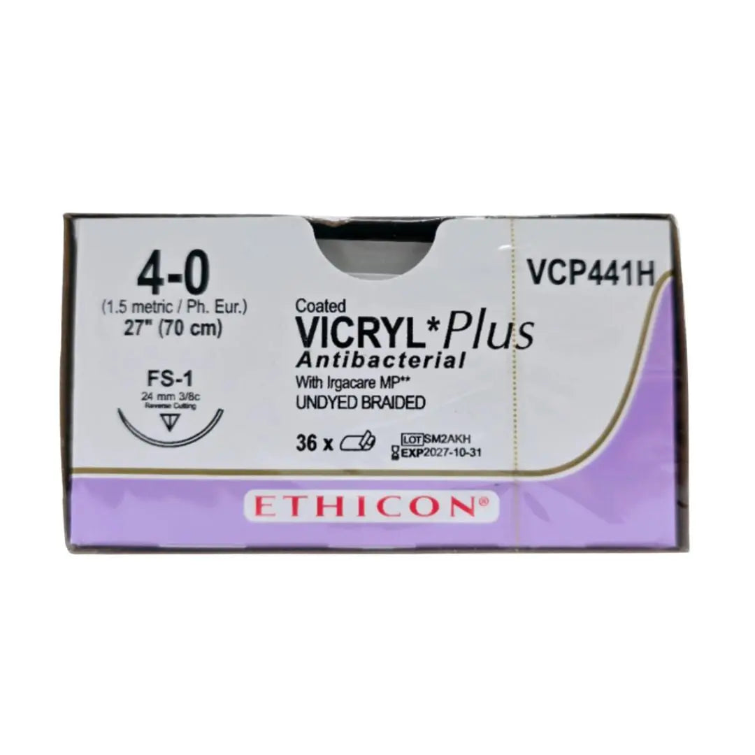 Ethicon VCP441H 4-0 COATED VICRYL PLUS UNDYED 1X27" FS-1 Box of 36 ...