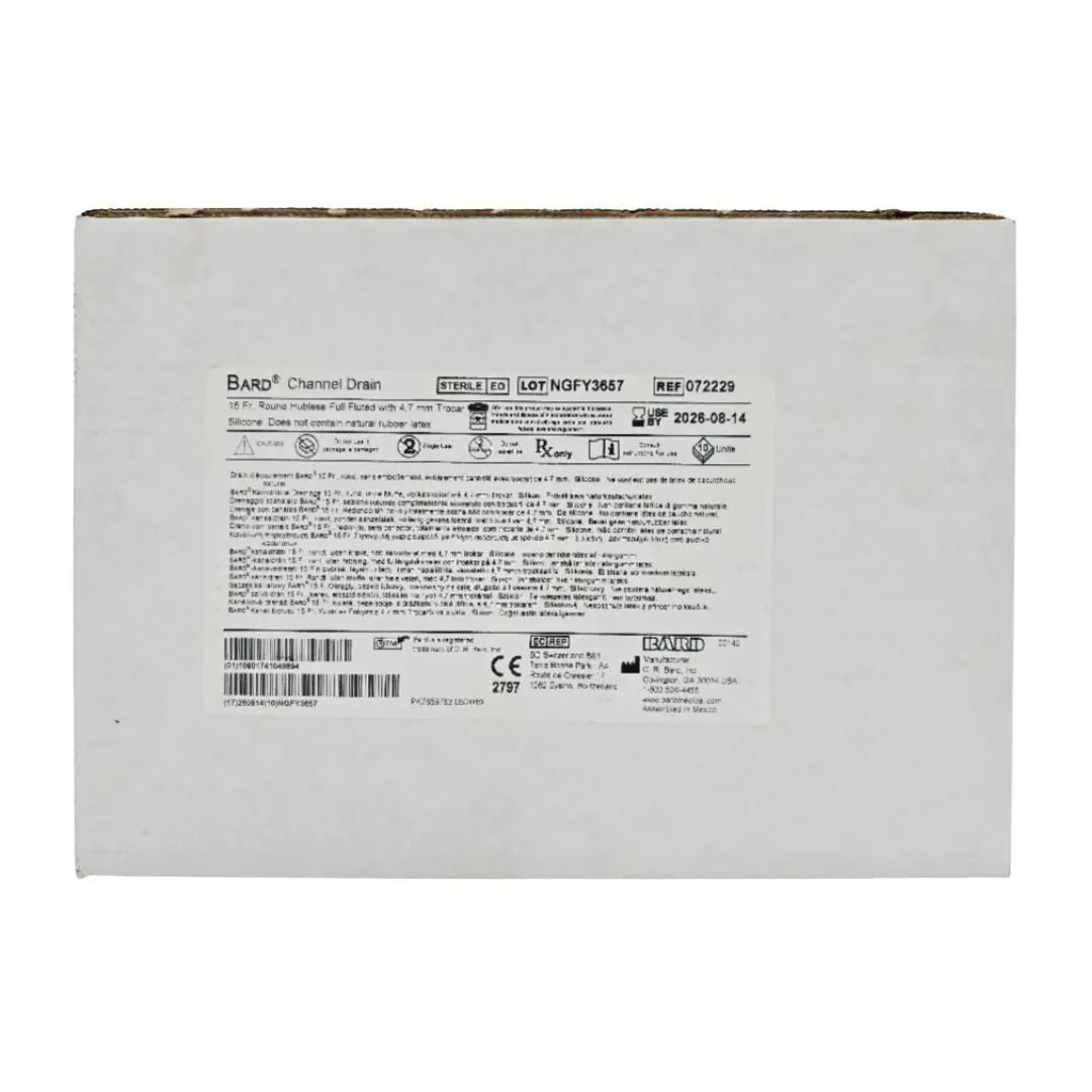Bard 072229 Silicone Channel Drain 15Fr. Round Hubless Full Fluted w ...
