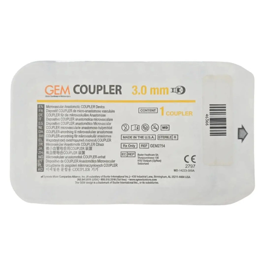 GEM GEM2754 3.0mm Microvascular Anastomotic COUPLER Device - Primis ...