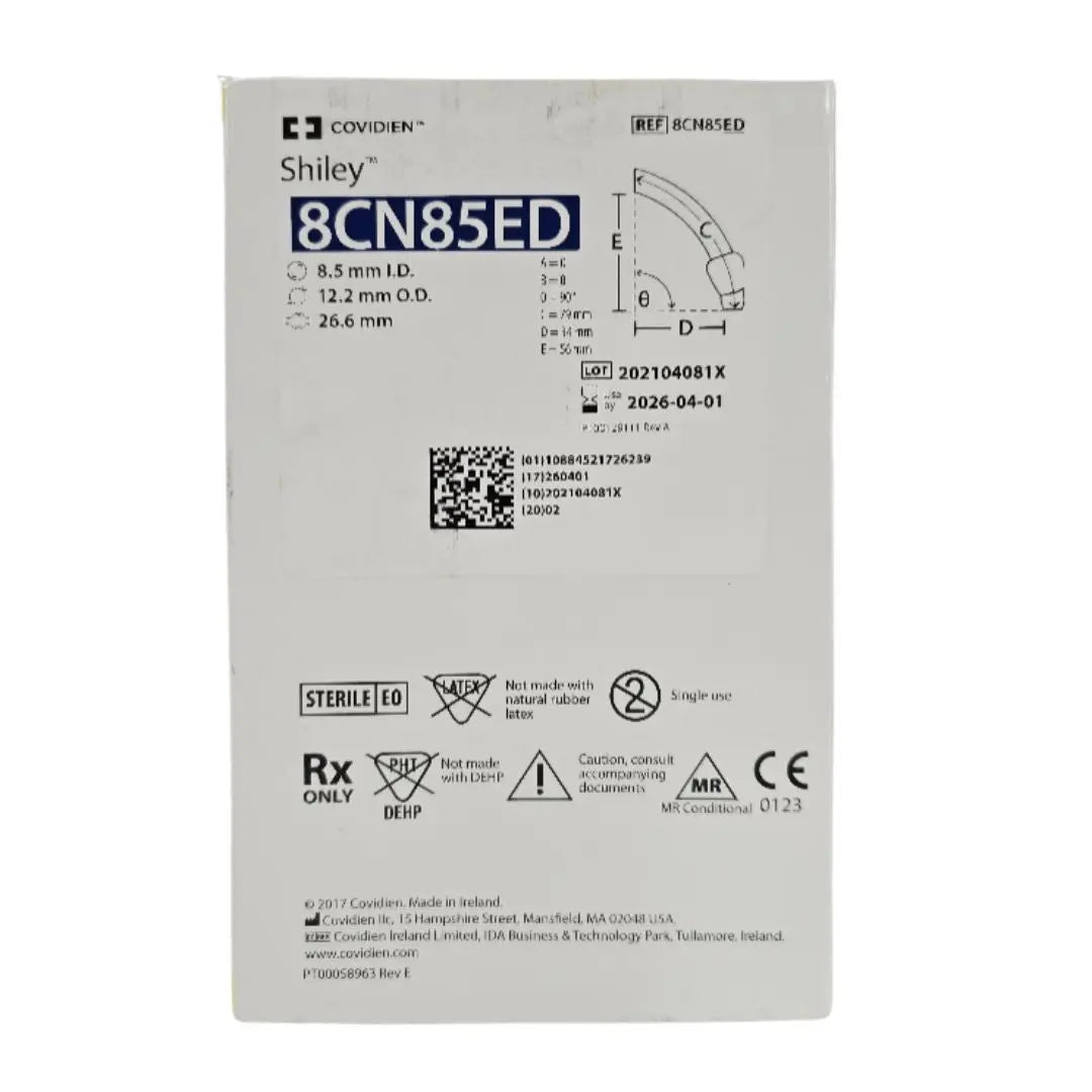 Covidien 8CN85ED Shiley 8.5mm ID Adult Flexible Evac Tracheostomy Tube ...