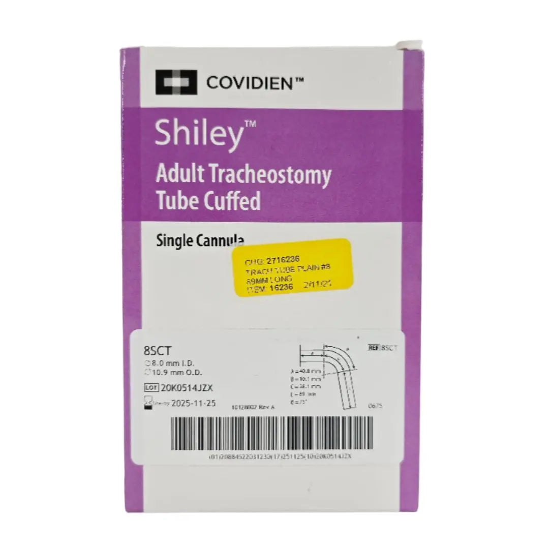 8SCT Covidien Shiley Adult Flexible Tracheostomy Tube Cuffed Single ...