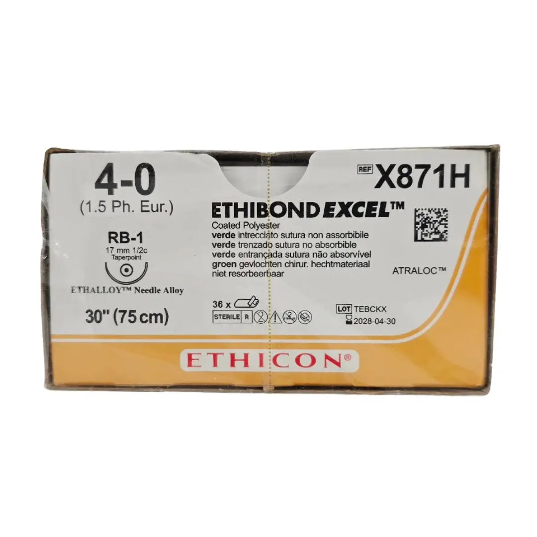 X871H Ethicon 4-0 ETHIBOND EXCEL Green 1X30" RB-1 17mm BX/36 - Primis ...