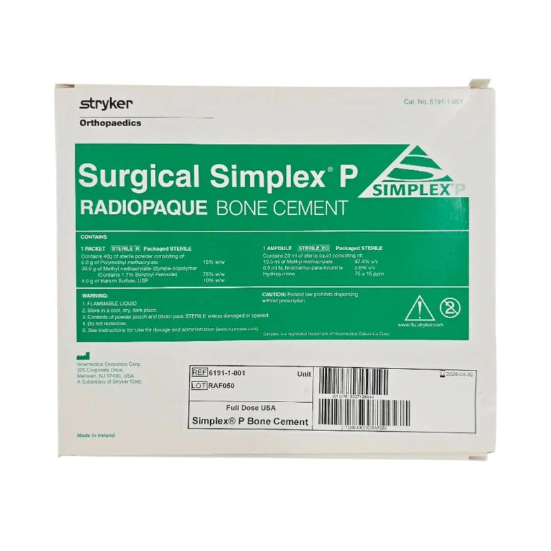 6191-1-001 Stryker Orthopaedics Simplex P Radiopaque Bone Cement 1/EA ...