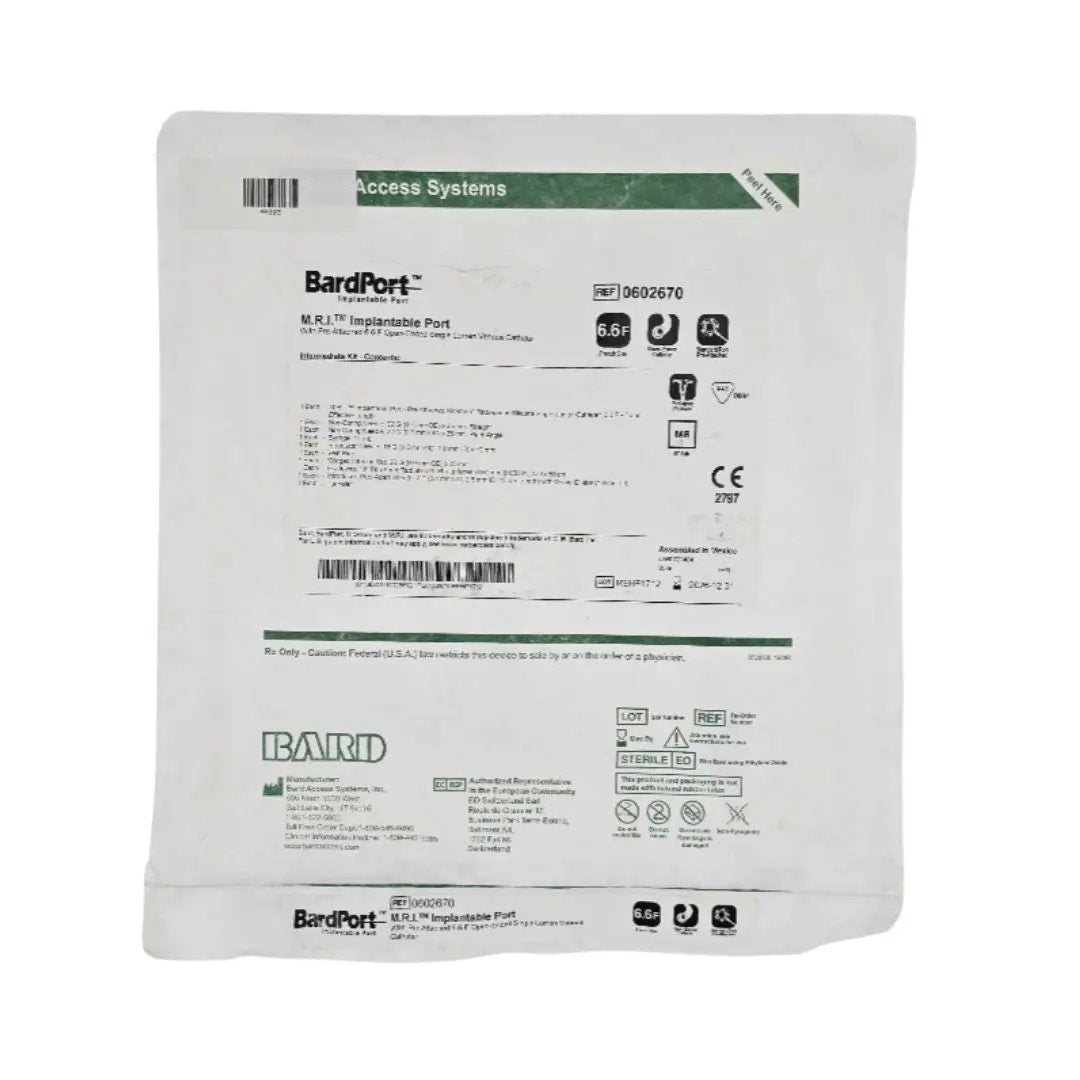 0602670 Bard BardPort M.R.I. Implantable Port w/ Pre-Attached 6.6 F ...
