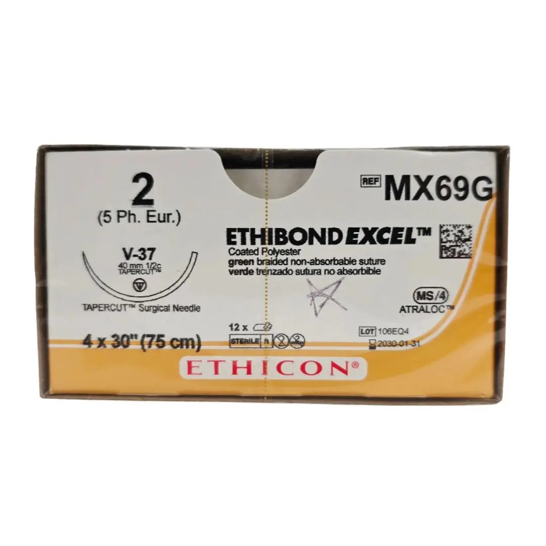 Ethicon MX69G ETHIBOND EXCEL 2 Green 4X30" V-37 40mm TAPERCUT Surgical ...