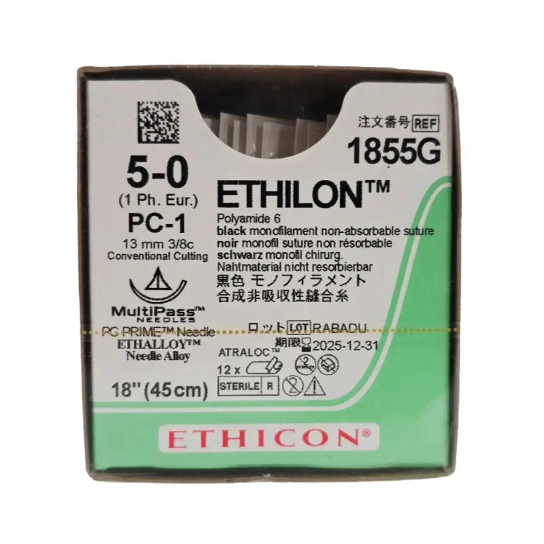 Ethicon 1855G ETHILON 5-0 Black 1X18" PC-1 13mm BX/12 - Primis Medical