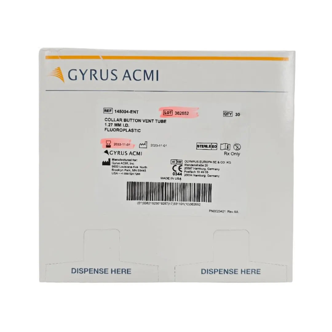 Gyrus ACMI 145004-ENT Collar Button Vent Tube 1.27mm I.D. BX/30 ...