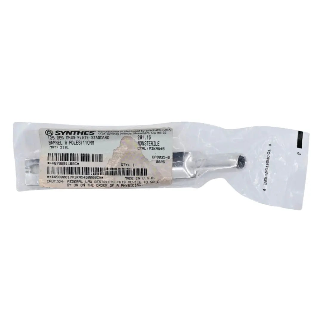 Synthes 281.16 135° DHS Plate-Standard Barrel 6 Holes/110mm - Primis ...