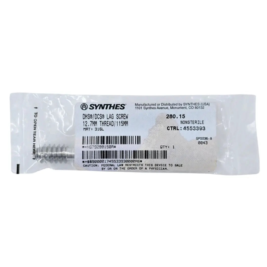 Synthes 280.15 DHS/DCS Lag Screw 12.7mm Thread/115mm - Primis Medical