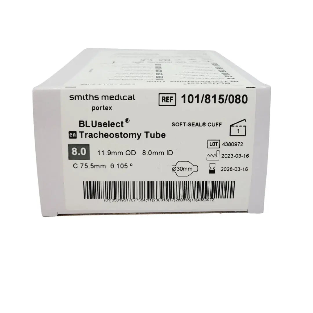 Smiths Medical 101/815/080 Bluselect Tracheostomy Tube 8.0 Soft Seal ...