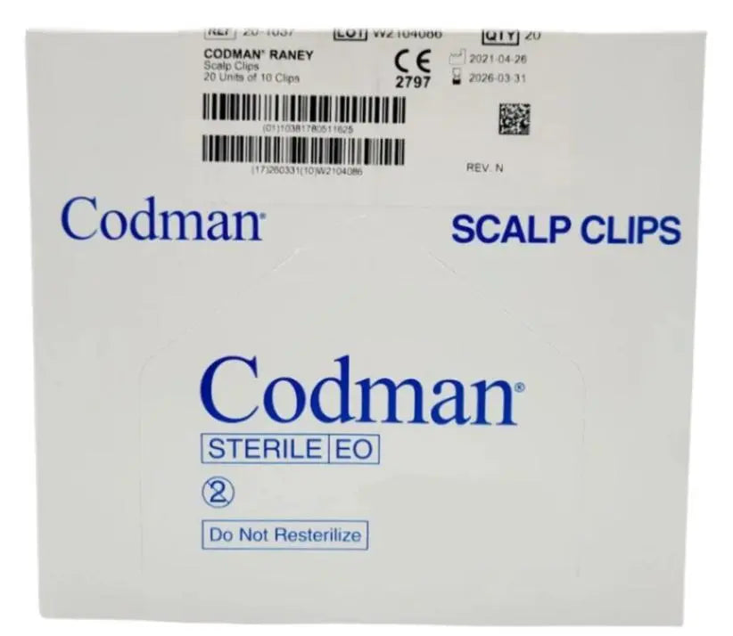 Codman 20-1037 RANEY Scalp Clips 10 Clips/Unit, Box of 20 Profess