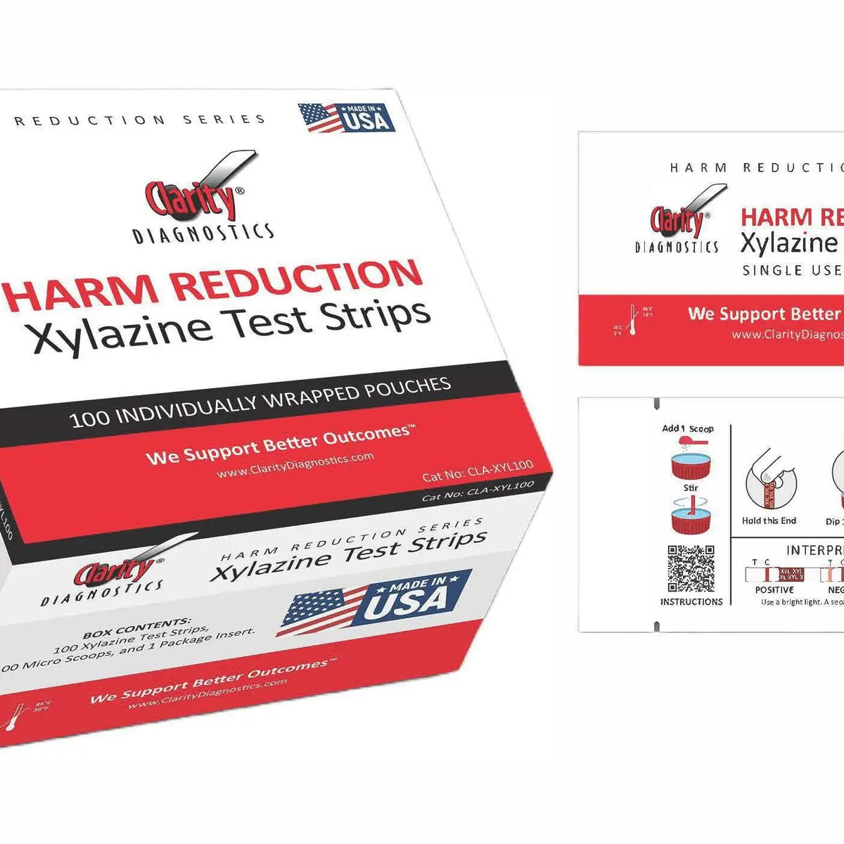 Clarity CLA-XYL100 Diagnostics Harm Reduction Xylazine Test Strips ...