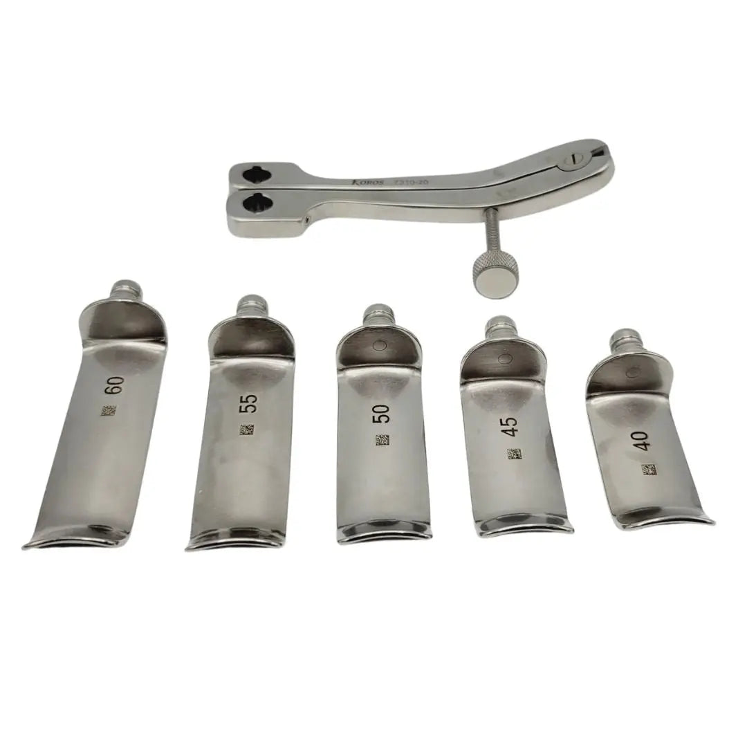 Koros 7310-10 V-Type Retractor Set w/ 5 Blunt Blades 40mm 50mm 55mm ...