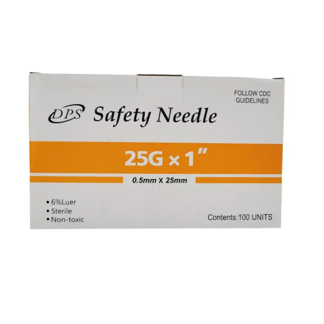 DPS Safety Needle 25G x 1" Box of 100 - Primis Medical