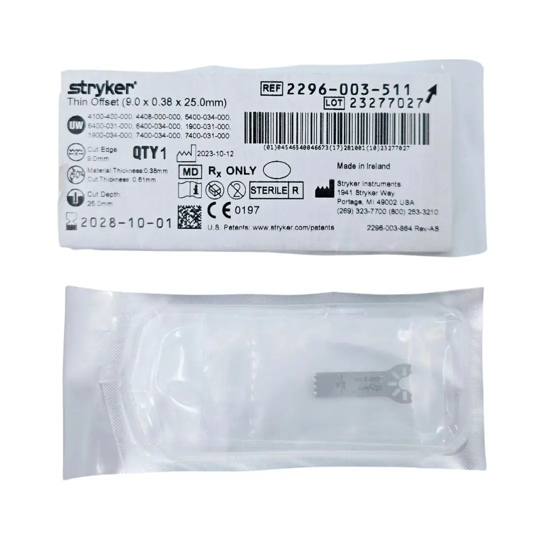Stryker 2296-003-511 Thin Offset Sagittal Saw Blade 9.0 x .38 x 25mm ...