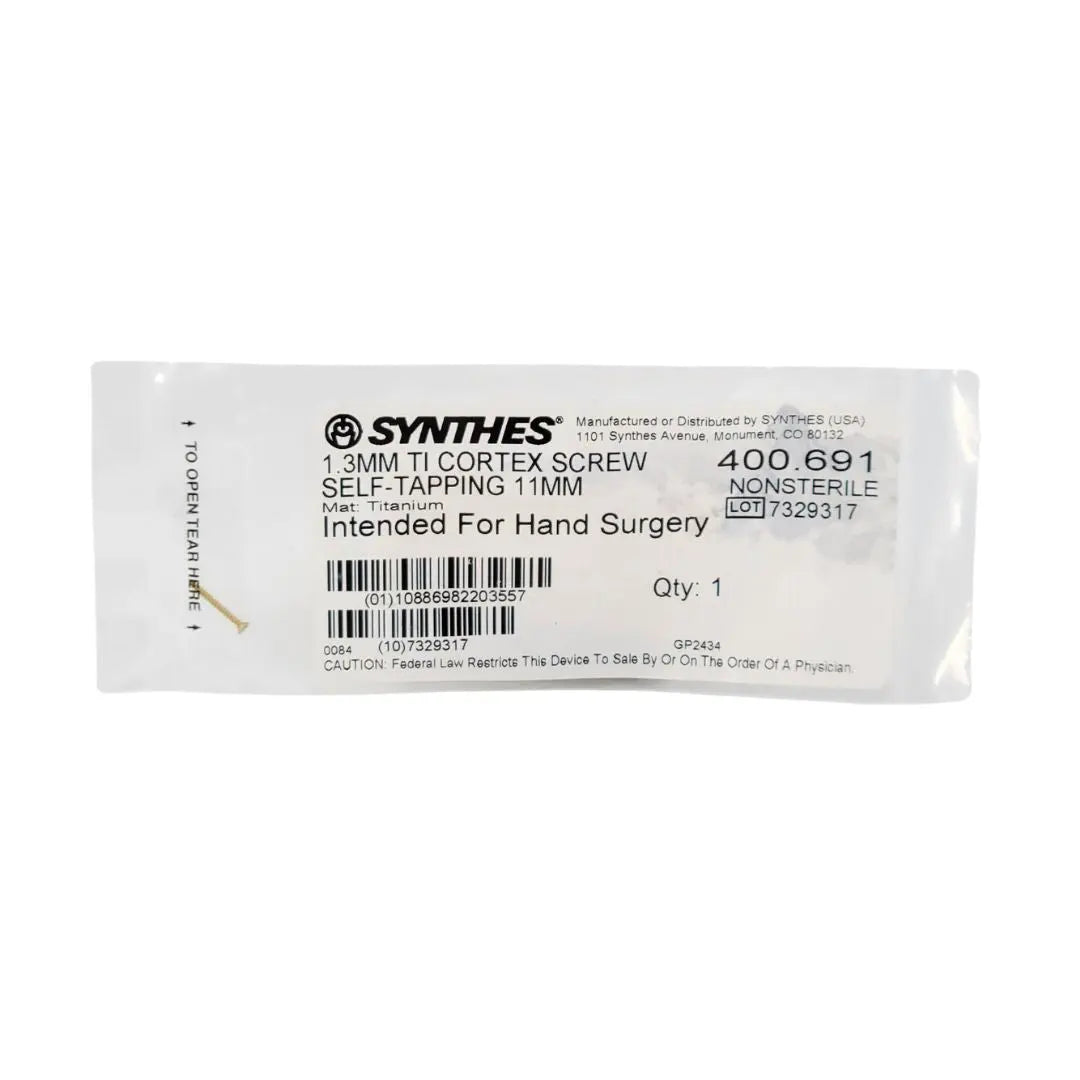 Synthes 400.691 1.3mm TI Cortex Screw Self-Tapping 11mm - Primis ...