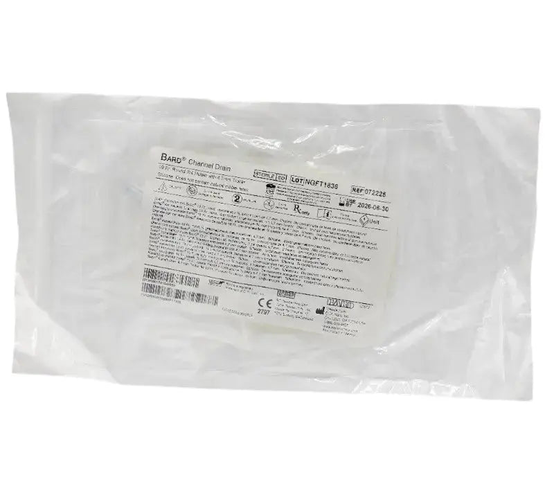 Bard 072225 Silicone Channel Drain 19Fr Round w/ Trocar 3/4-Fluted ...