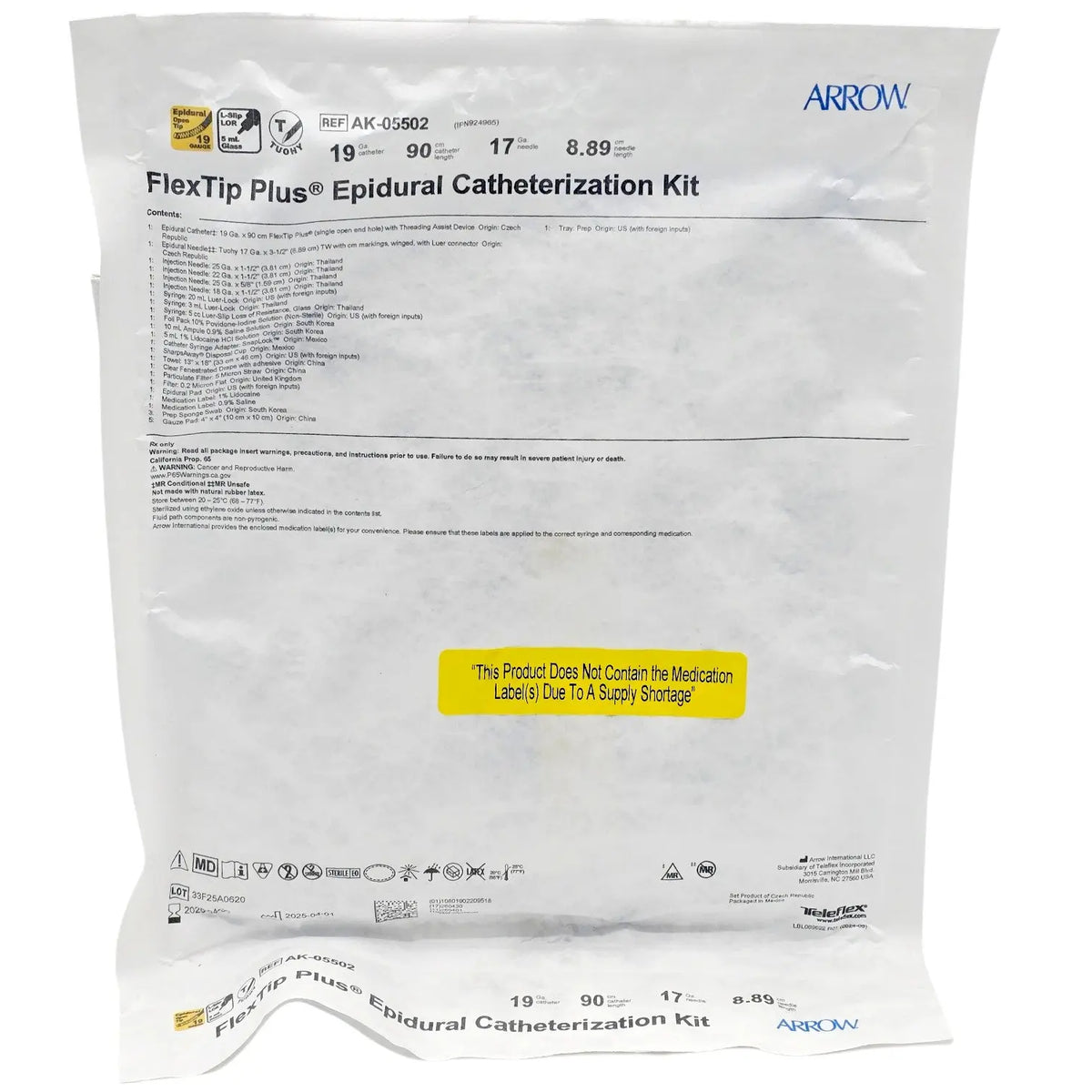 Teleflex AK-05502 Flextip Plus Epidural Catheterization Kit Sterile ...