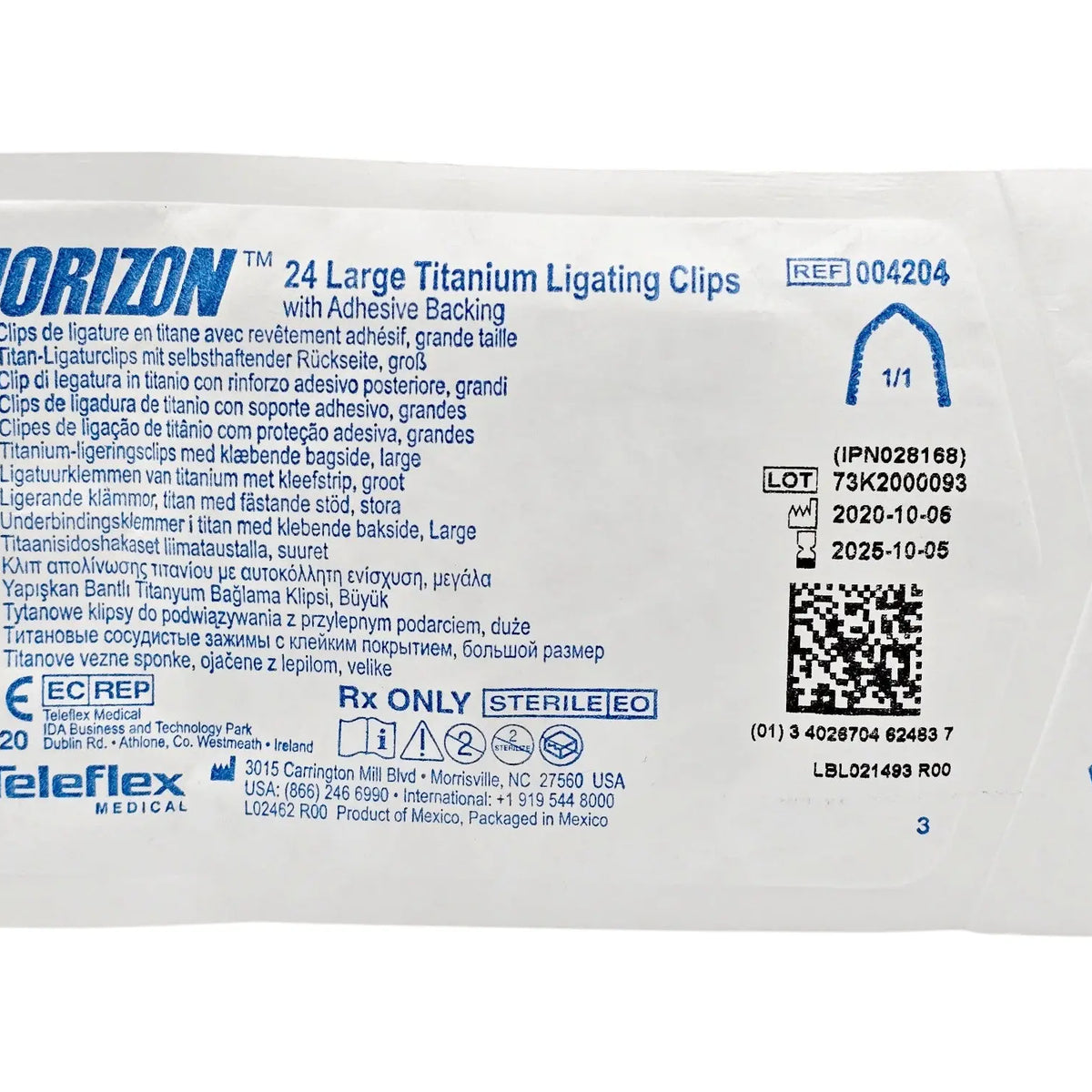 Weck Horizon 004204 Titanium Ligating Clips 24 Clips Large Sterile ...