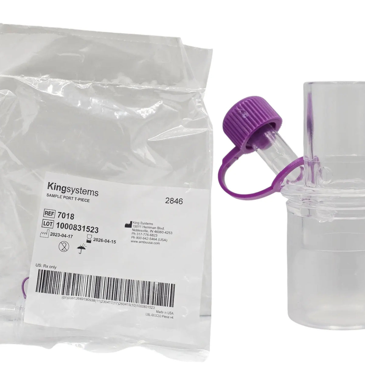 King Systems 7018 Sample Port T-Piece Anesthesia Breathing Circuit ...