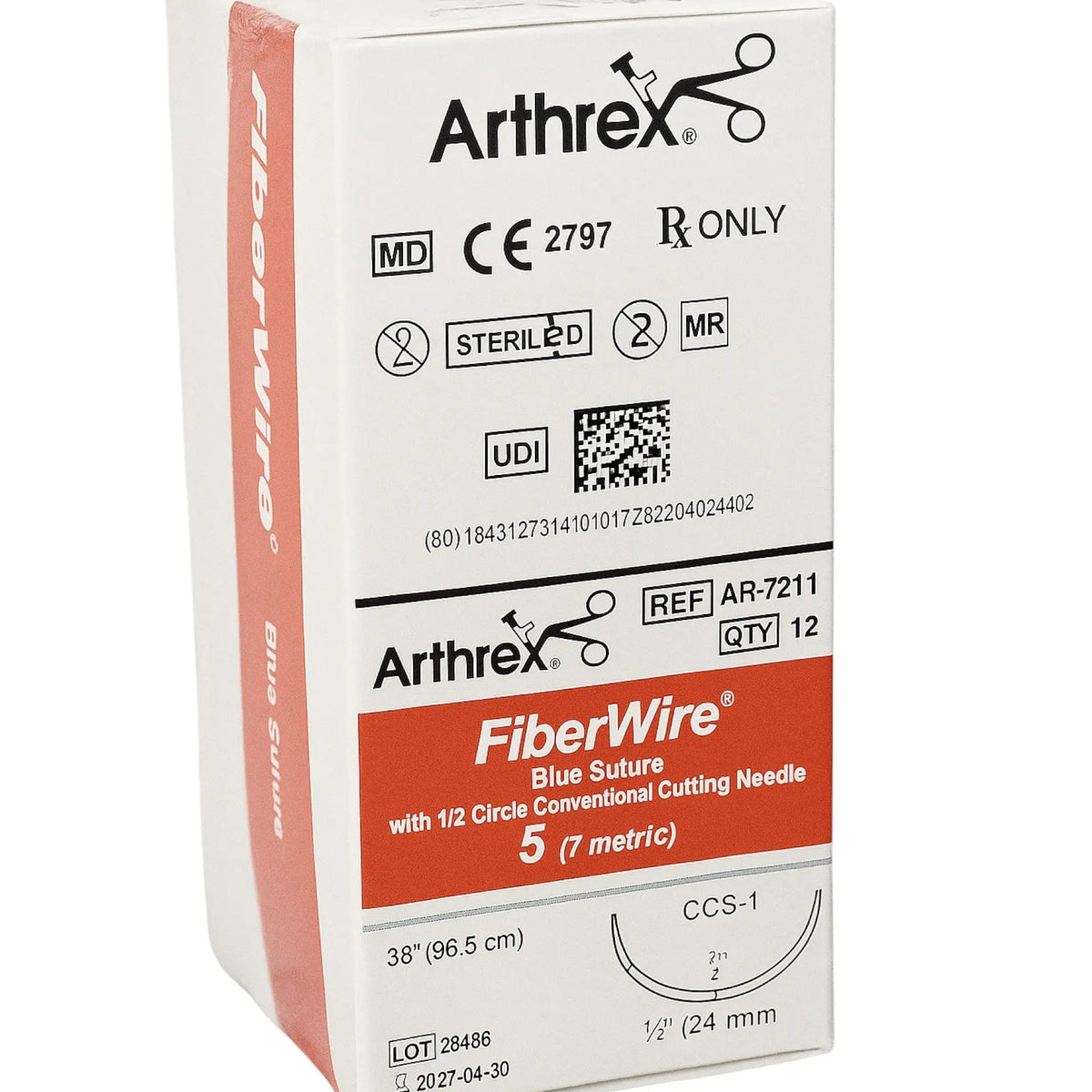 Arthrex AR-7211 #5 FiberWire Blue Suture Non-Absorbable with 48 mm ...