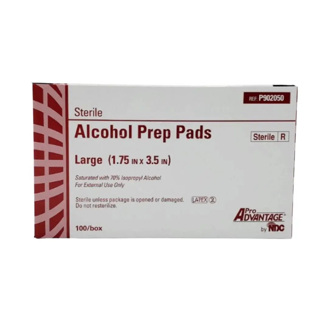 Pro Advantage P902050 Alcohol Prep Pads Large 1.75" x 3.5" Box of 100 ...